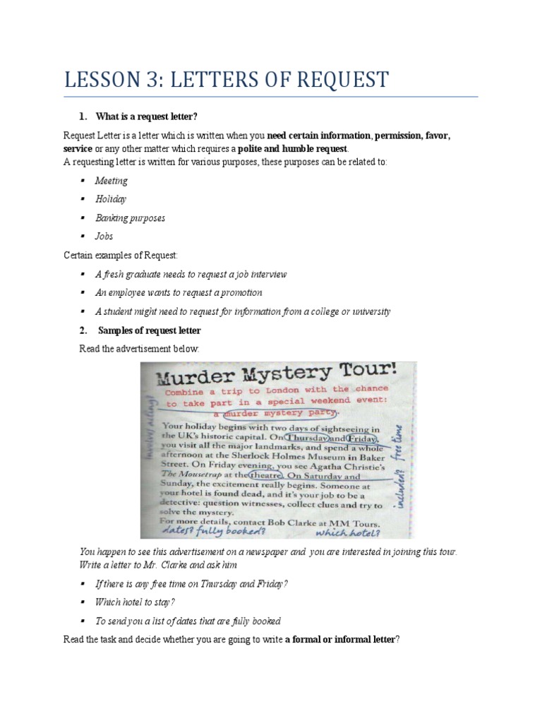 Lesson 3: Letters of Request | PDF