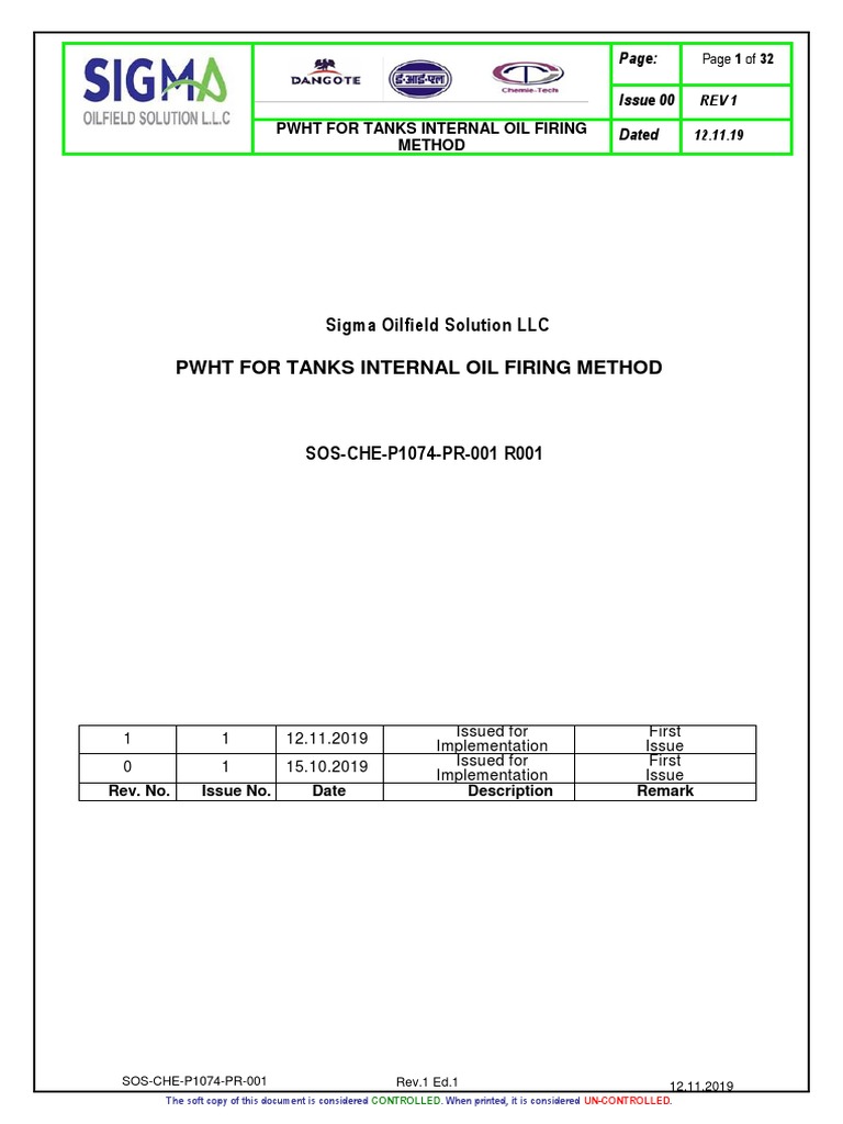 Tank 100% PWHT Procedure | PDF | Thermocouple | Combustion
