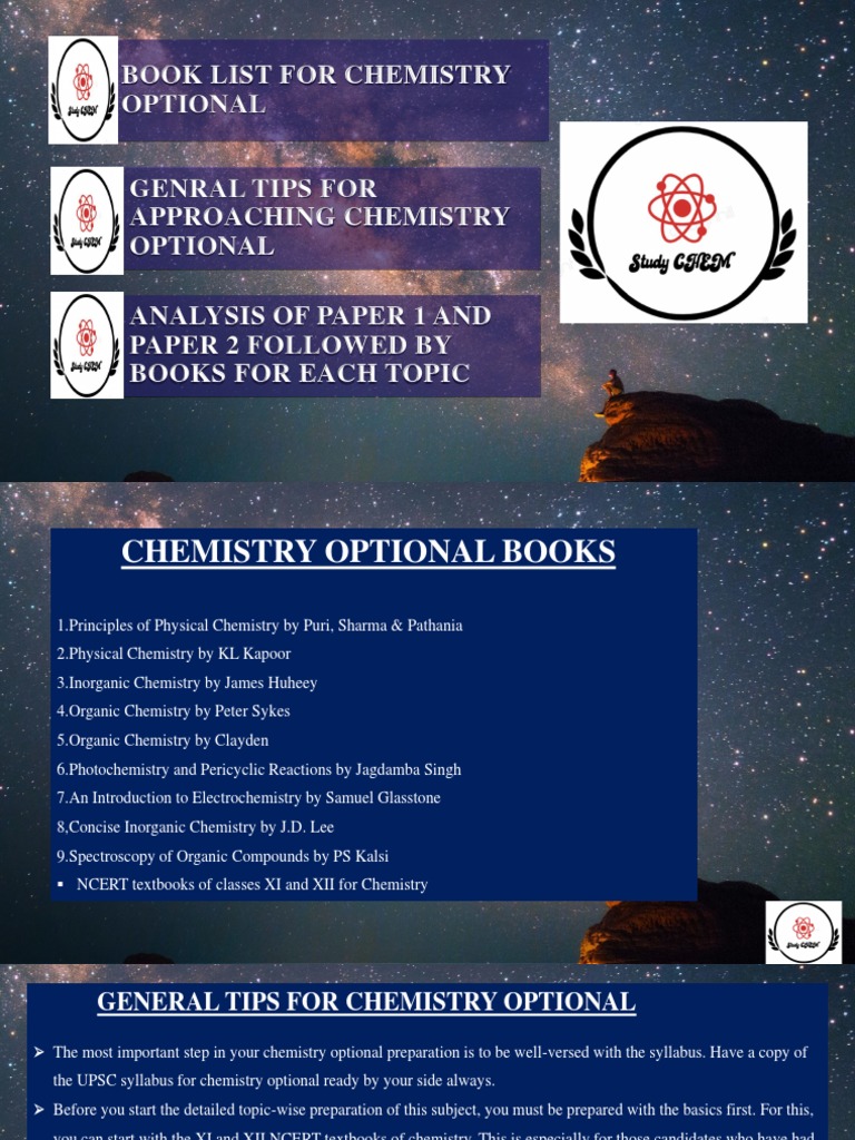 Book List For Chemistry Optional | PDF | Chemistry | Chemical Bond