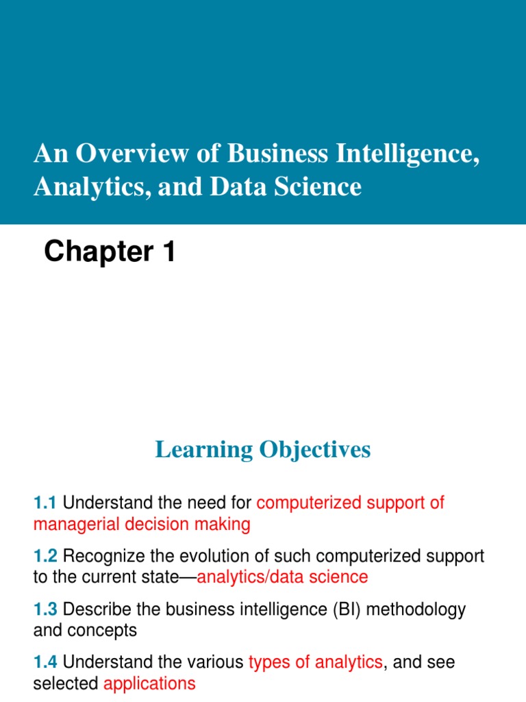 An Overview of Business Intelligence, Analytics, and Data Science | PDF ...