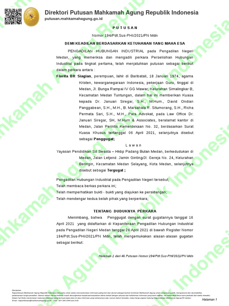 Putusan 194 PDT - Sus-Phi 2021 PN MDN 20220111 | PDF