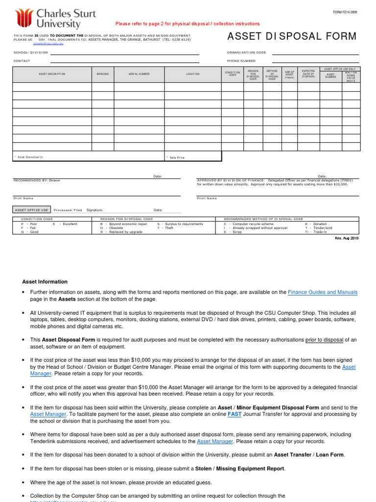Asset Disposal Form | PDF | Laptop | Scrap