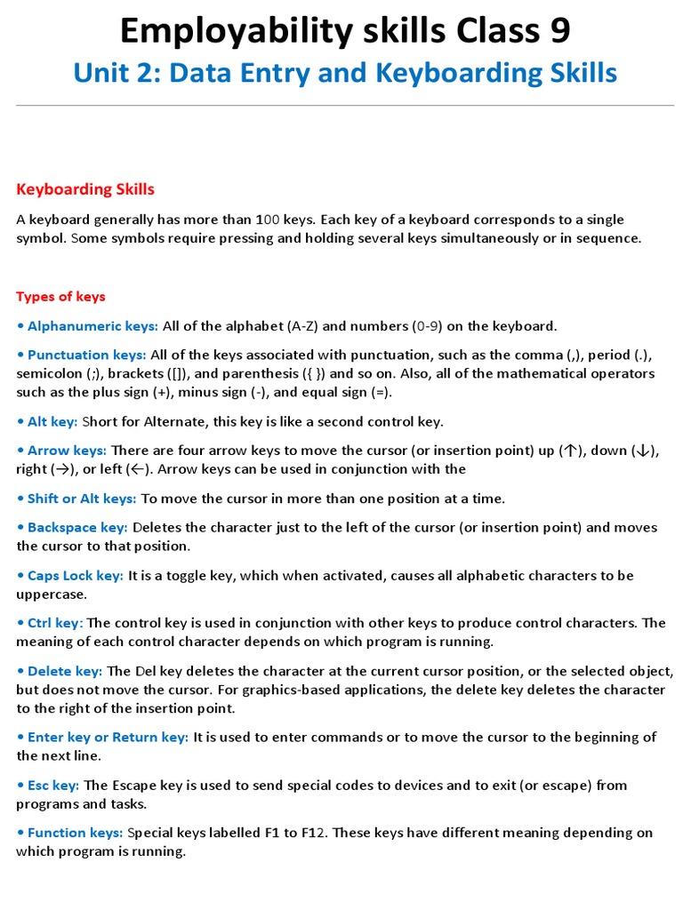 Unit 2 IT CODE 402 Class 9 | PDF | Computer Keyboard | Human–Computer ...
