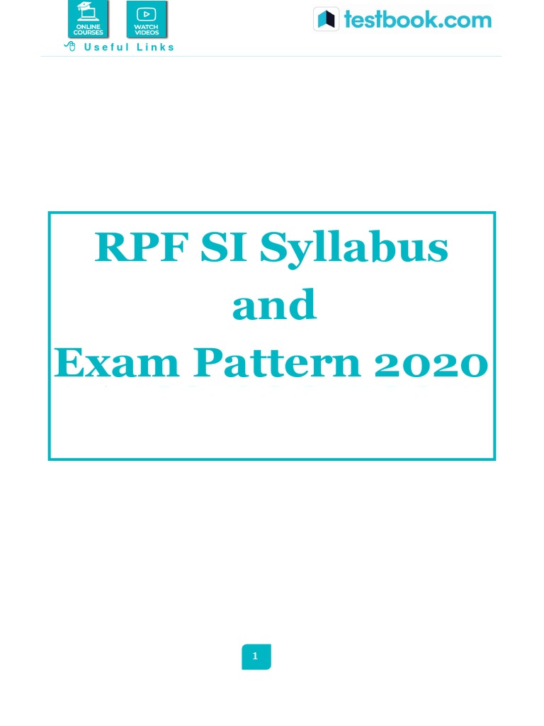 RPF SI Syllabus and Exam Pattern 2020: Useful Links | PDF