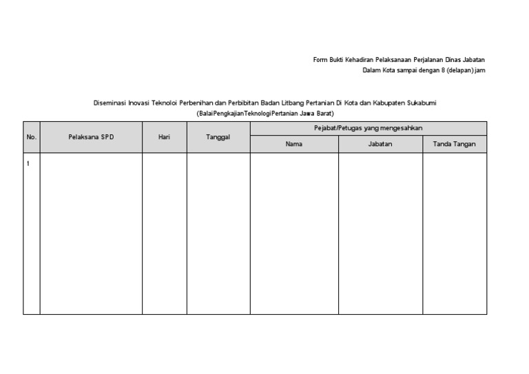 Form Bukti Kehadiran Perjadin 8 Jam | PDF