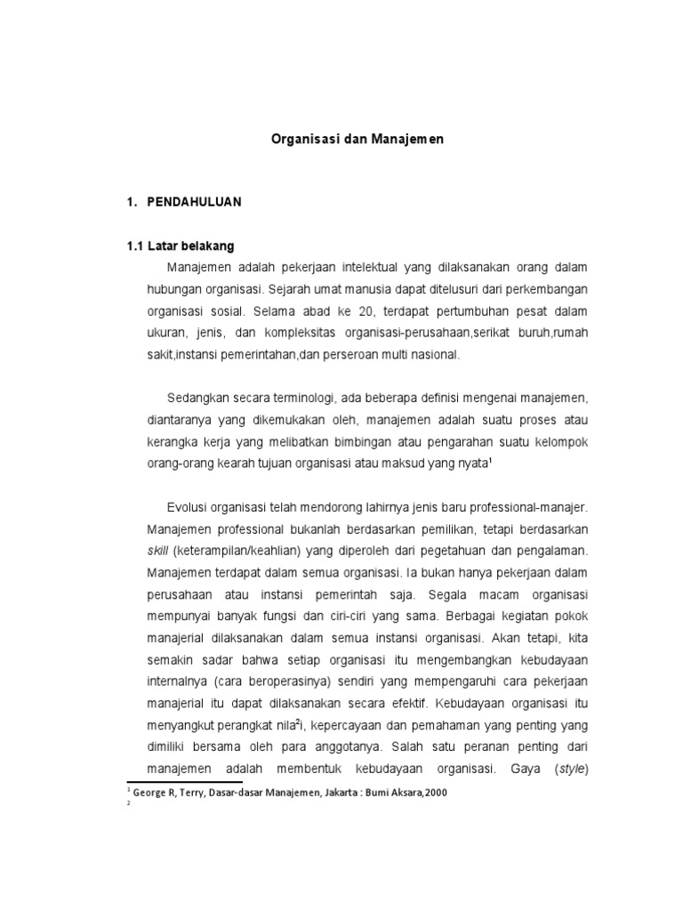 Pengertian Manajemen dan Organisasi | PDF