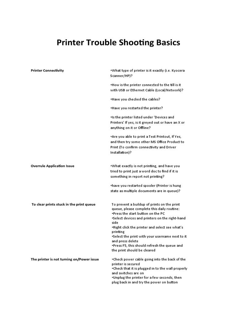 Printer Troubleshooting Guide | PDF | Printer (Computing) | Computer ...