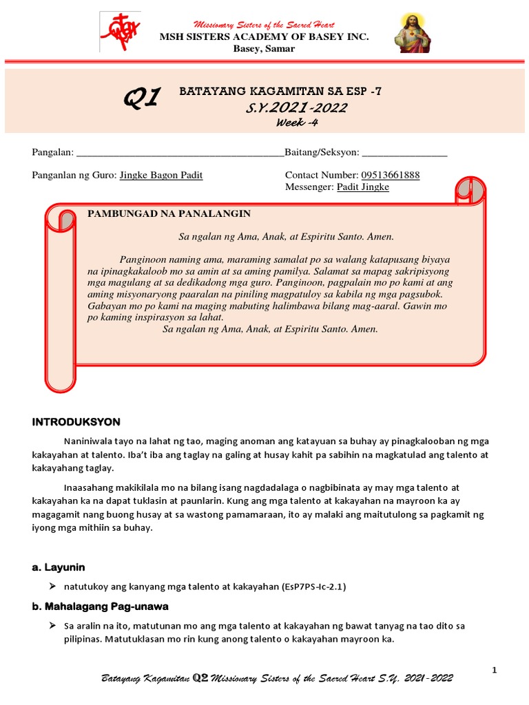 Esp 7 Learning Module q1 | PDF
