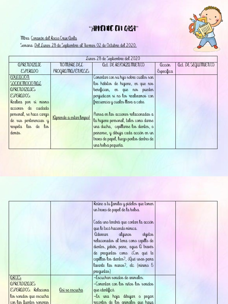 APRENDE EN CASA - PLANEACION Del 28 de Septiembre Al 02 de Octubre Del ...
