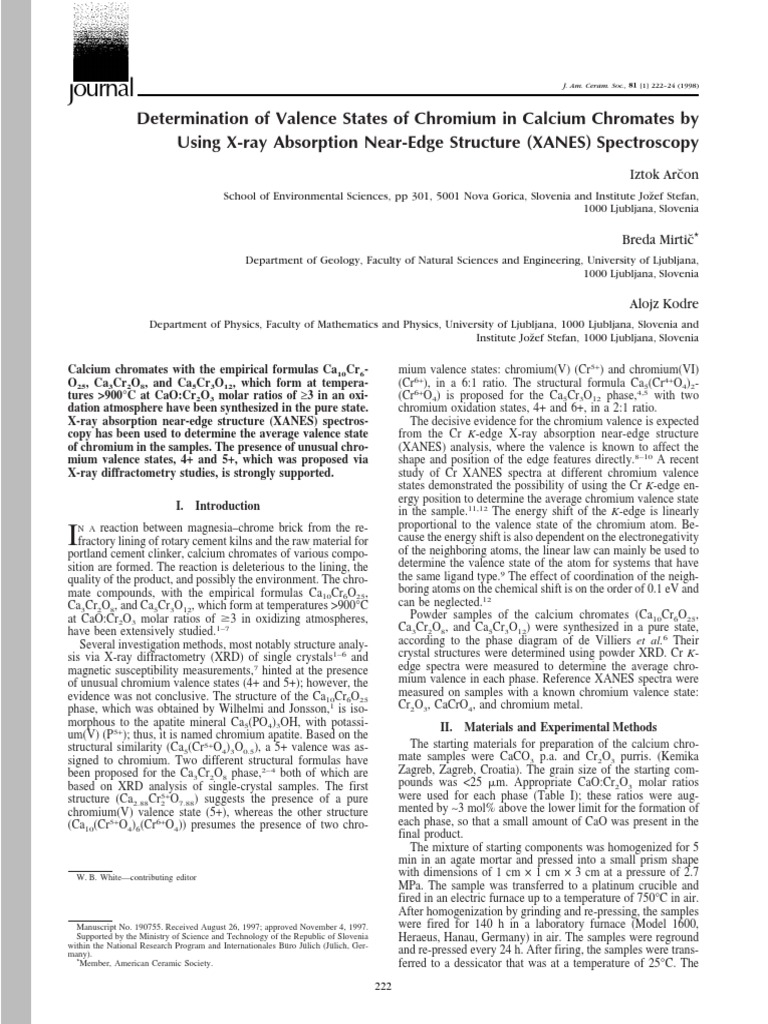 Determination of Valence States of Chromium in Calcium Chromates ...