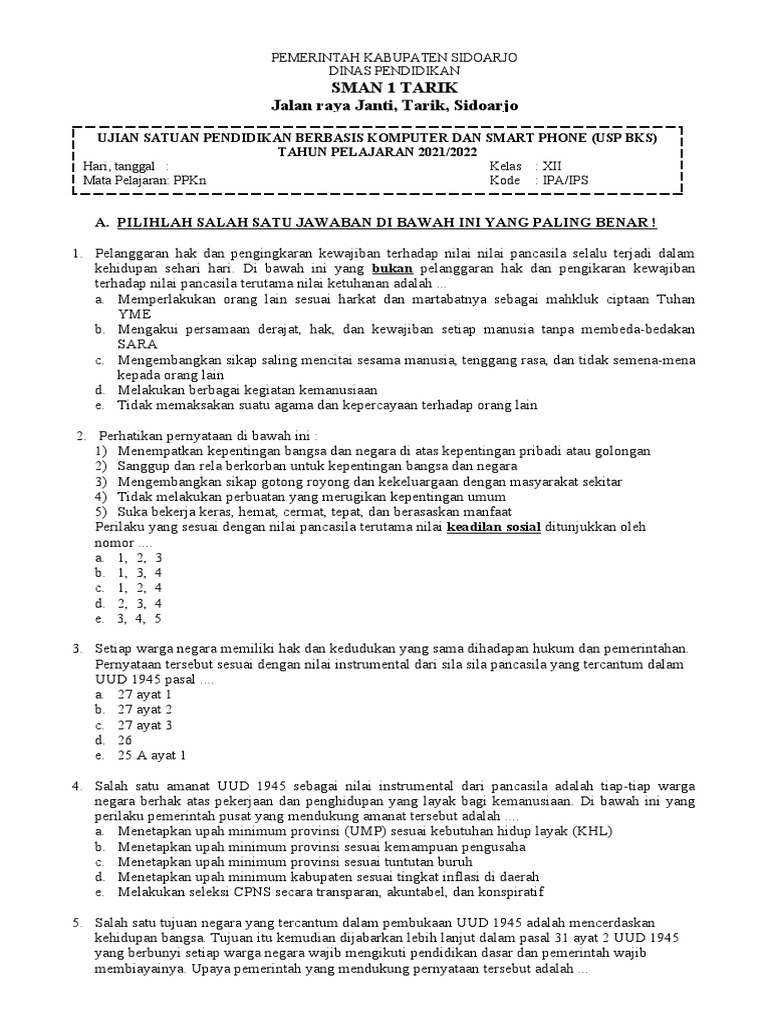 Usp Bks 2022 Tarik PKN | PDF