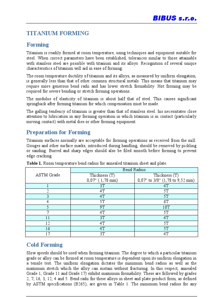 Titanium Forming | PDF | Titanium | Pipe (Fluid Conveyance)