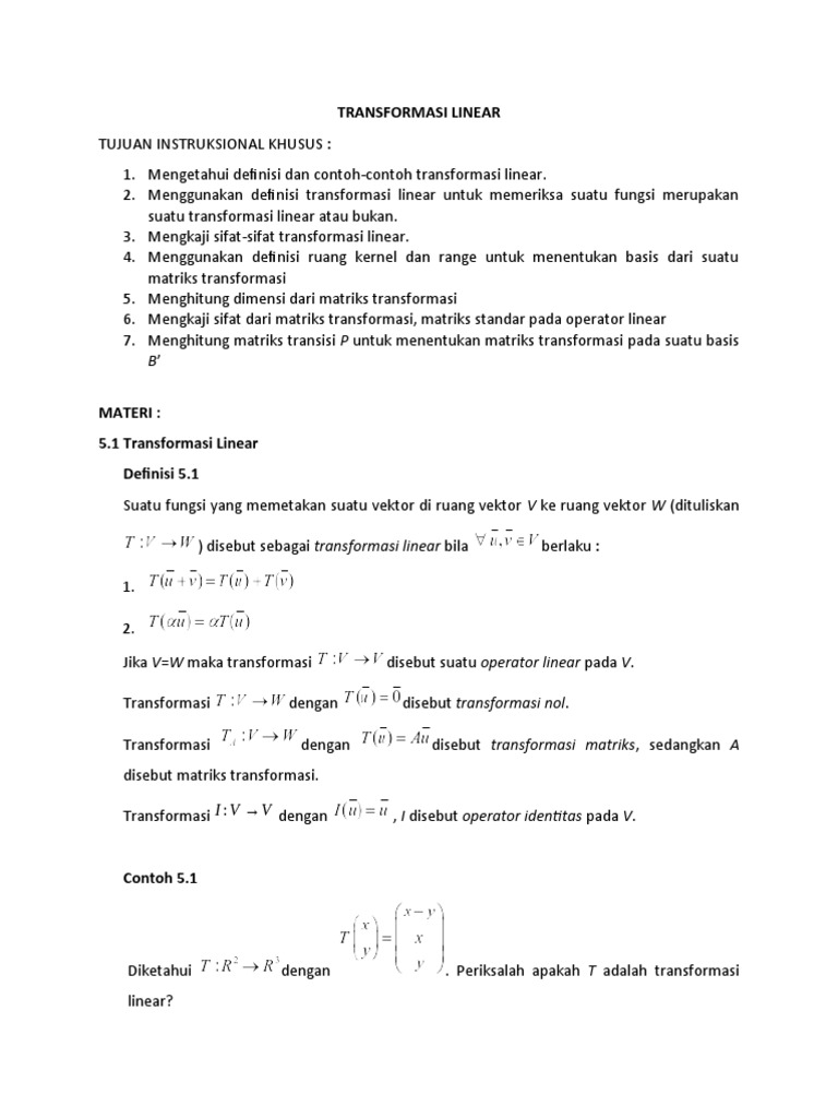 Matriks dan Sifat Transformasi Linear | PDF