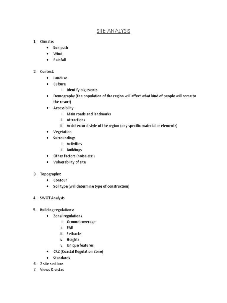 Site Analysis Checklist | PDF | Science & Mathematics
