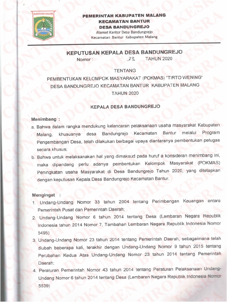 9-2 Susunan Pengurus Pokmas | PDF