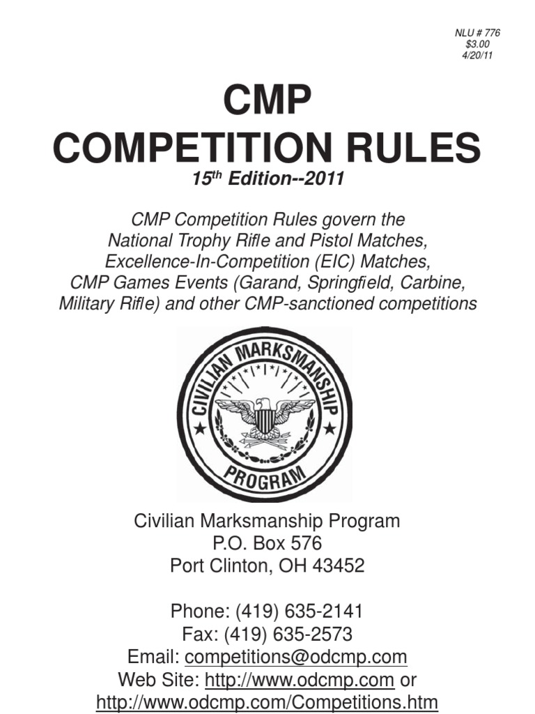Cmp Competition Rules | Marksman | Military