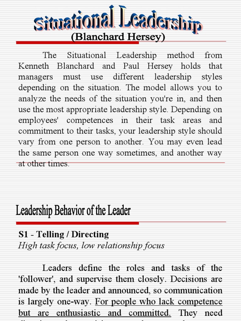 Situational Leadership | PDF | Leadership | Industrial And ...