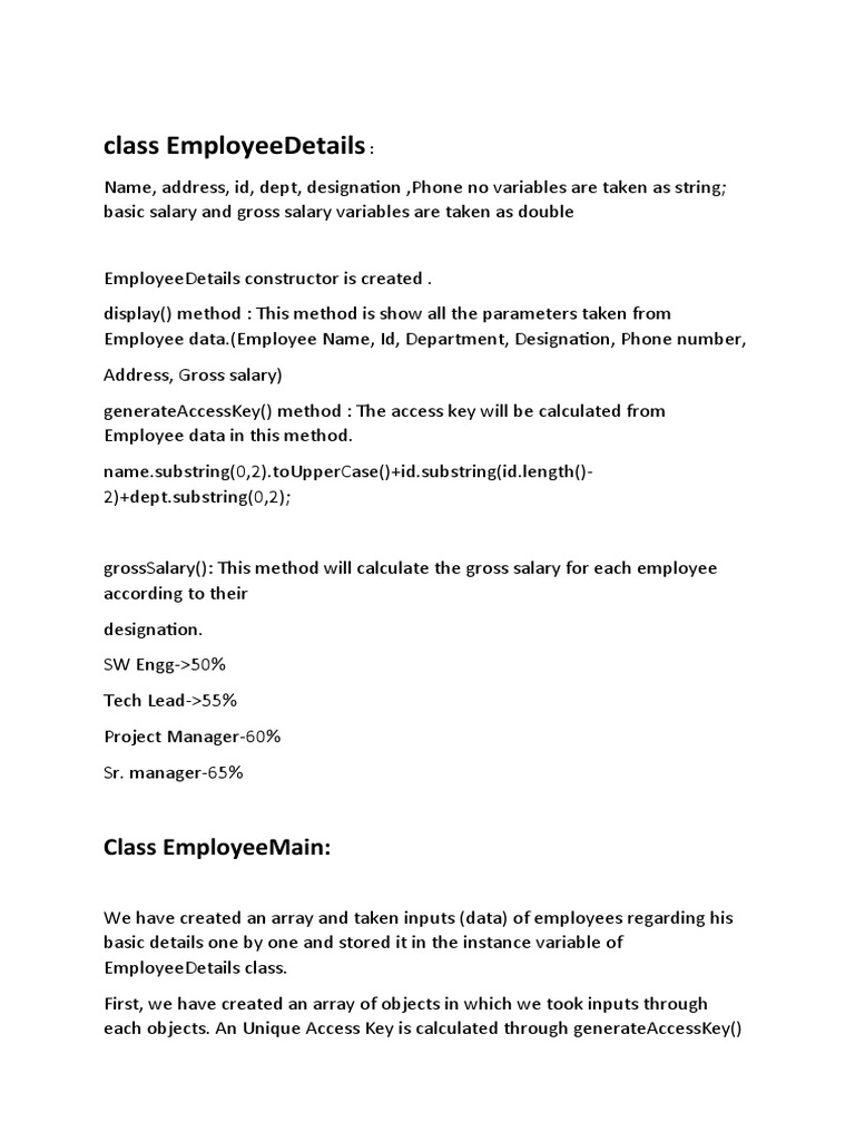 Employee Details and Salary Calculation | PDF