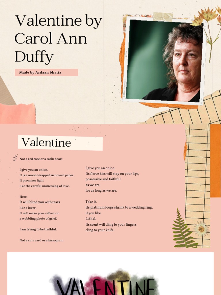 Valentine by Carol Ann Duffy: Made by Ardaan Bhatia | PDF | Poetry | Love