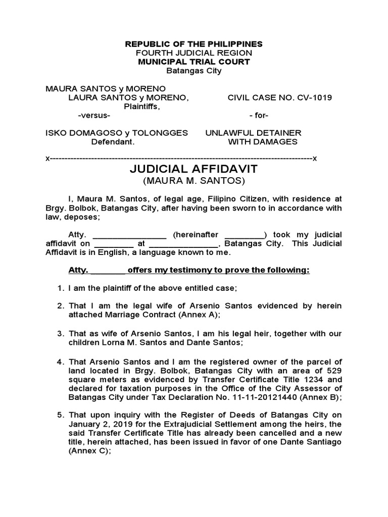 Judicial Affidavit | PDF | Signature | Lawyer