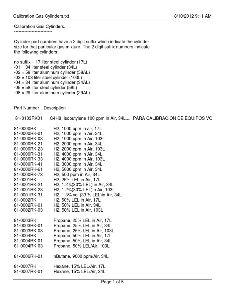 Calibration Gas Cylinders | PDF | Carbon Dioxide | Methane