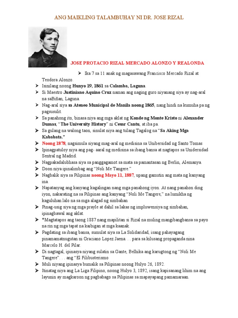 Jose Protacio Rizal Mercado Alonzo y Realonda | PDF