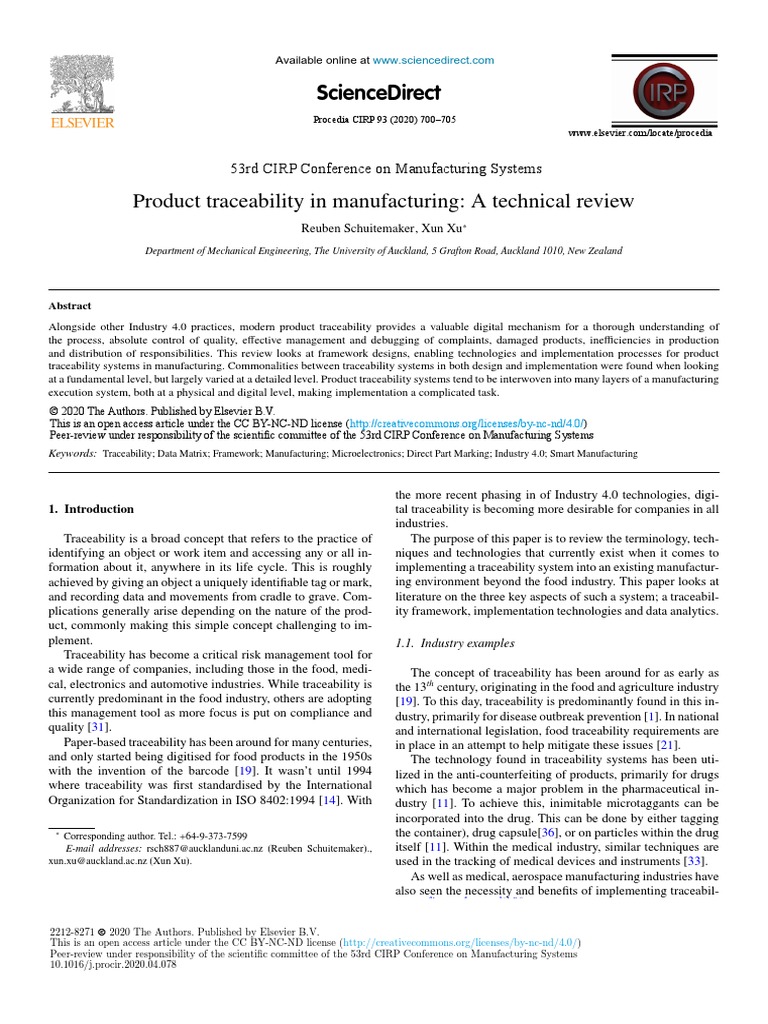 Product Traceability in Manufacturing A Technical | PDF | System ...
