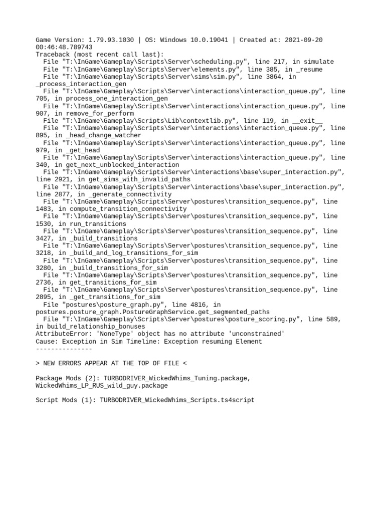 Game Error: AttributeError in Sims | PDF | Software | Computing