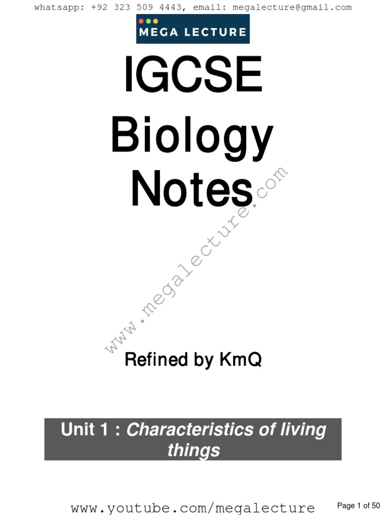 Igcse Biology Notes: Unit 1: Characteristics of Living | PDF | Atrium ...