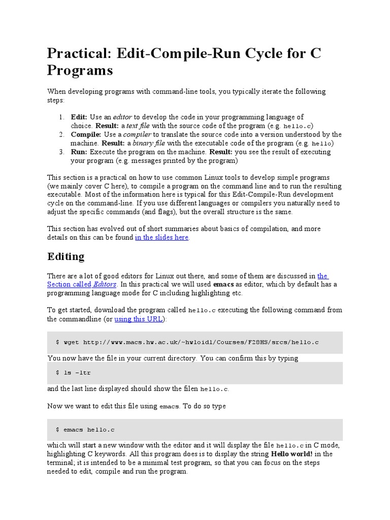 Practical Cycle of C Program | PDF | Command Line Interface | Compiler