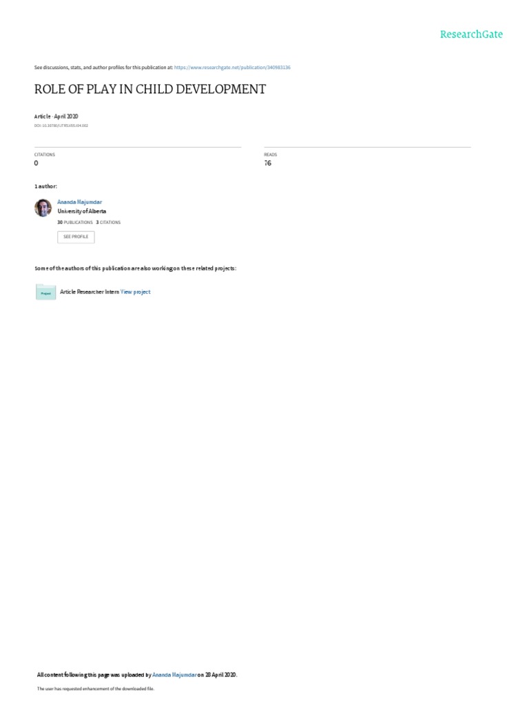 Role of Playin Child Development | PDF | Senses | Perception