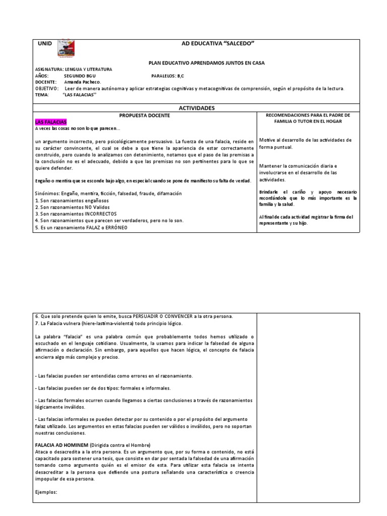 ACT. 2do 03.01.22 | PDF | Falacia | Argumento