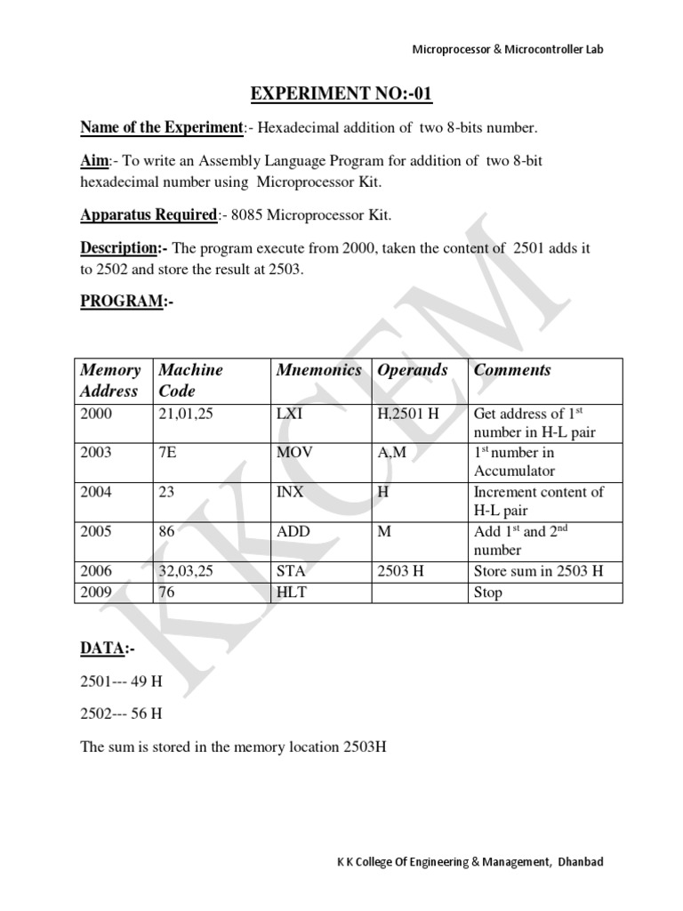 Microprocessor And Microcontroller Lab 2021 Pdf Assembly Language Central Processing Unit
