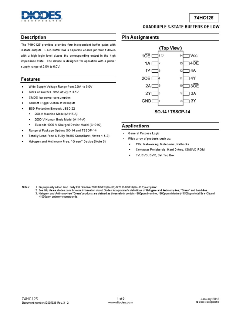 Quadruple 3-State Buffers Oe Low | PDF | Electrostatic Discharge ...