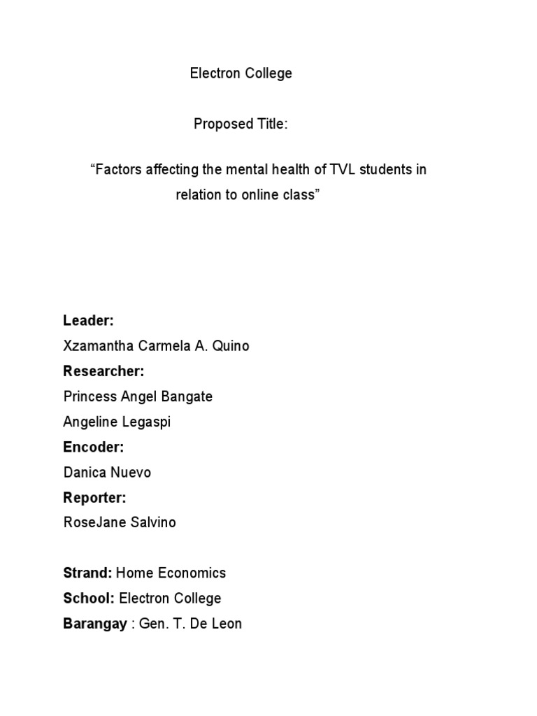 Electron College Thesis | PDF | Mental Health | Emotions