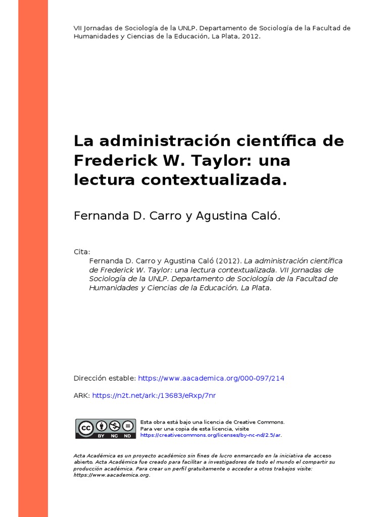 Fernanda D. Carro y Agustina Caló (2012) - La Administración Científica ...