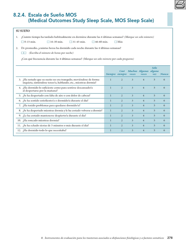 Escala de Sueño MOS | PDF | Dormir