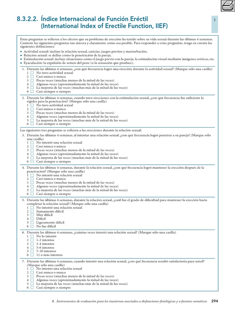 Índice Internacional de Función Eréctil (IIEF) | PDF | Masturbación ...
