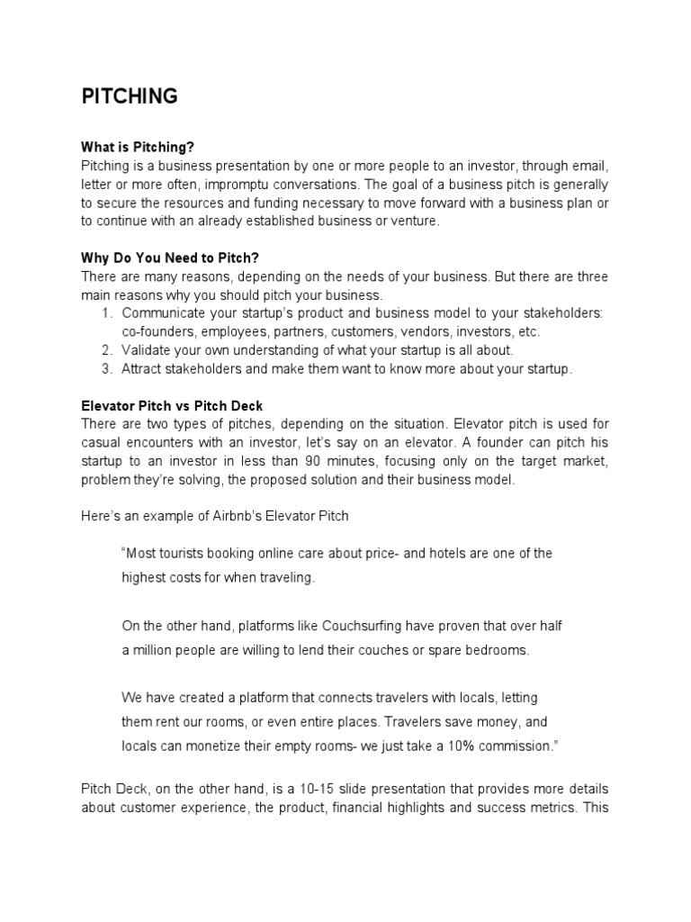 What Is Pitching? | PDF | Startup Company | Small Business & Entrepreneurs