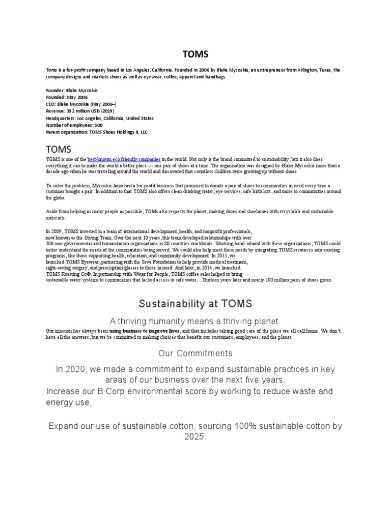 TOMS | PDF | Sustainability | Natural Environment