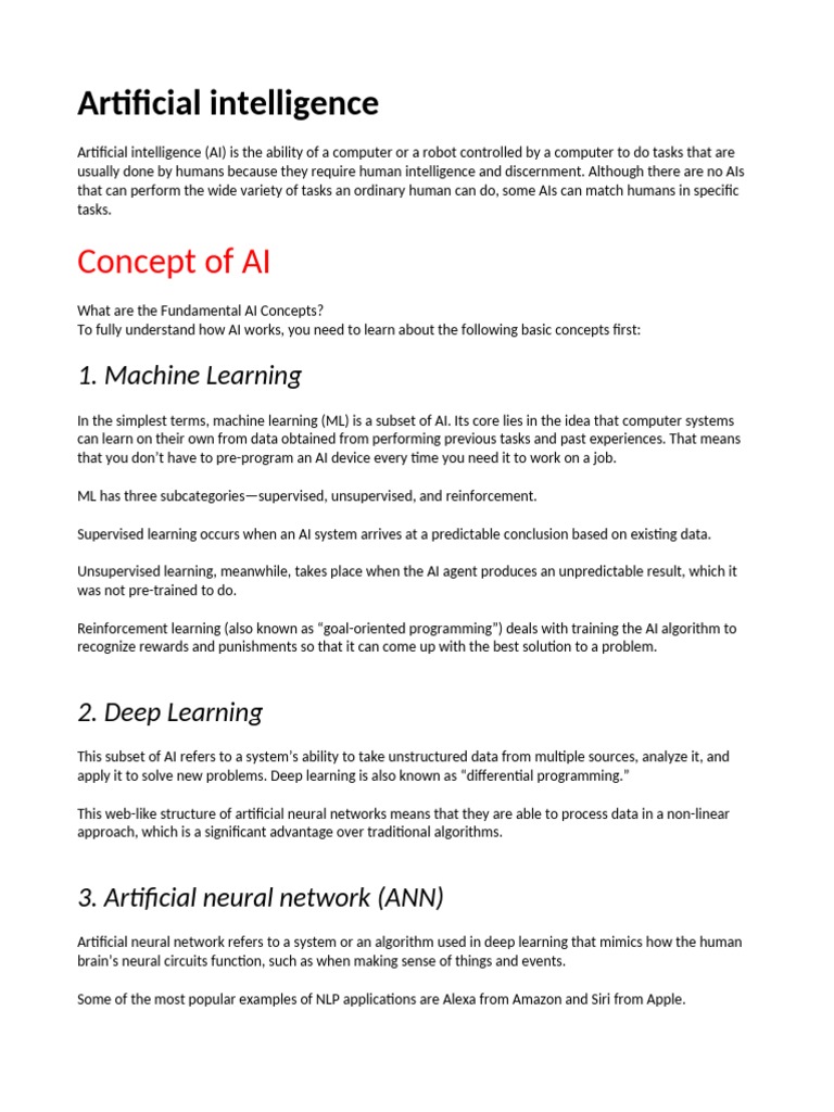 Concept of AI: Artificial Intelligence | PDF | Artificial Intelligence ...