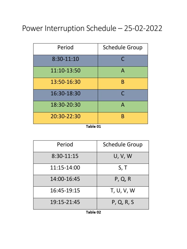 Power Interruption Schedule - Feb 2022 | PDF | Wellness