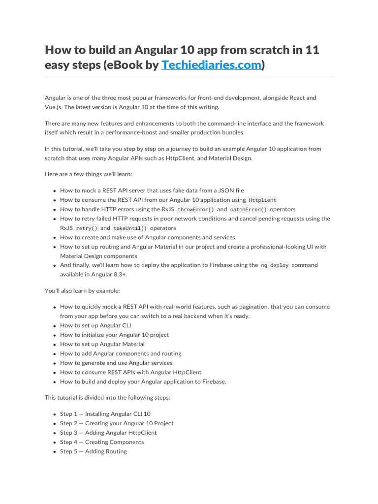 Angular 10 Tutorial PDF Ebook | PDF | Representational State Transfer ...