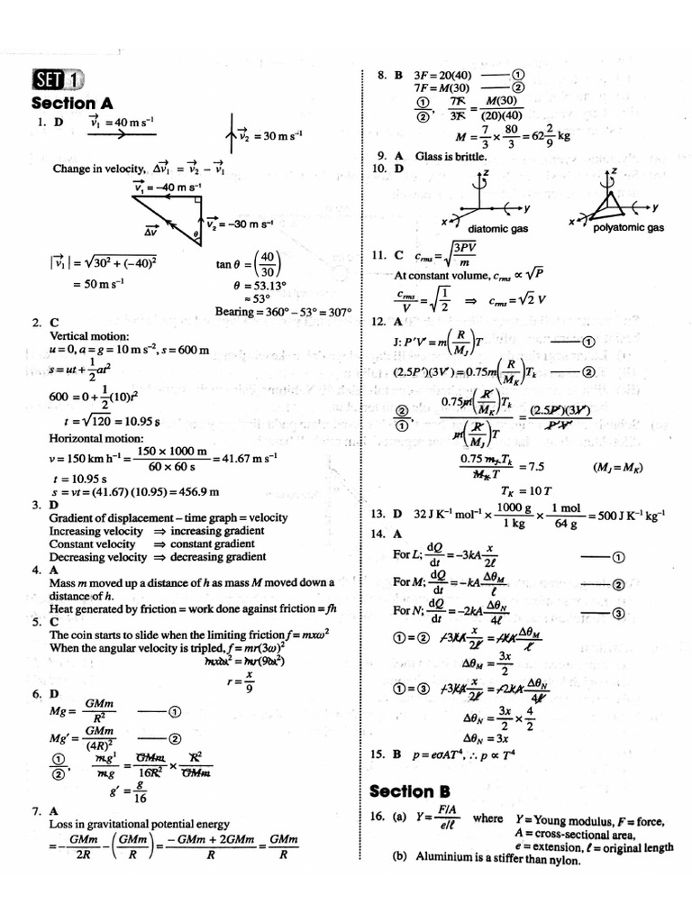Physics Term 1 Set 1 Ans STPM | PDF