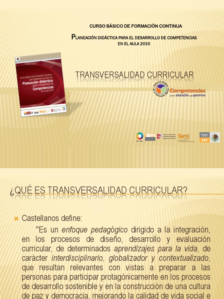 Presentacion Transversalidad Curricular | PDF | Evaluación | Plan de estudios