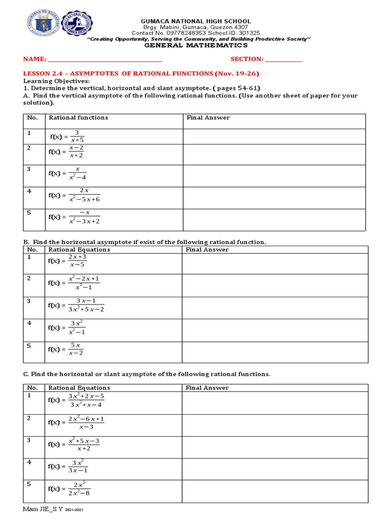 Asymptotes and Inverse Functions Guide | PDF | Asymptote | Mathematics
