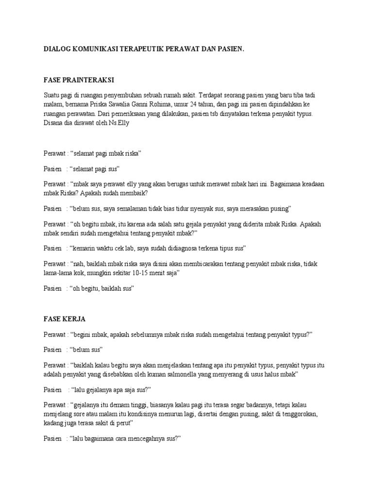 Dialog Komunikasi Terapeutik Perawat Dan Pasien | PDF | Pengembangan Diri
