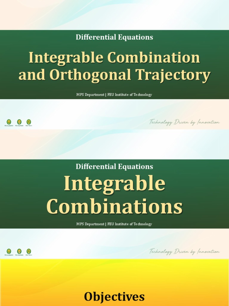 Integrable Combinations & Orthogonal Trajectories | PDF | Equations ...