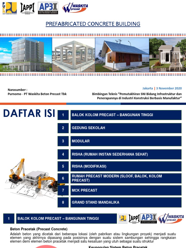 201003-Prefabricated Concrete Building-Bimtek PUPR IAPPI AP3I 1 | PDF