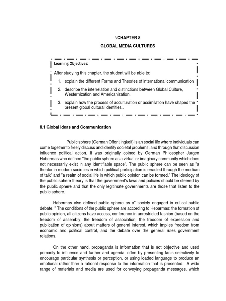chapter 8 Global Media Cultures | PDF | Public Sphere | Propaganda